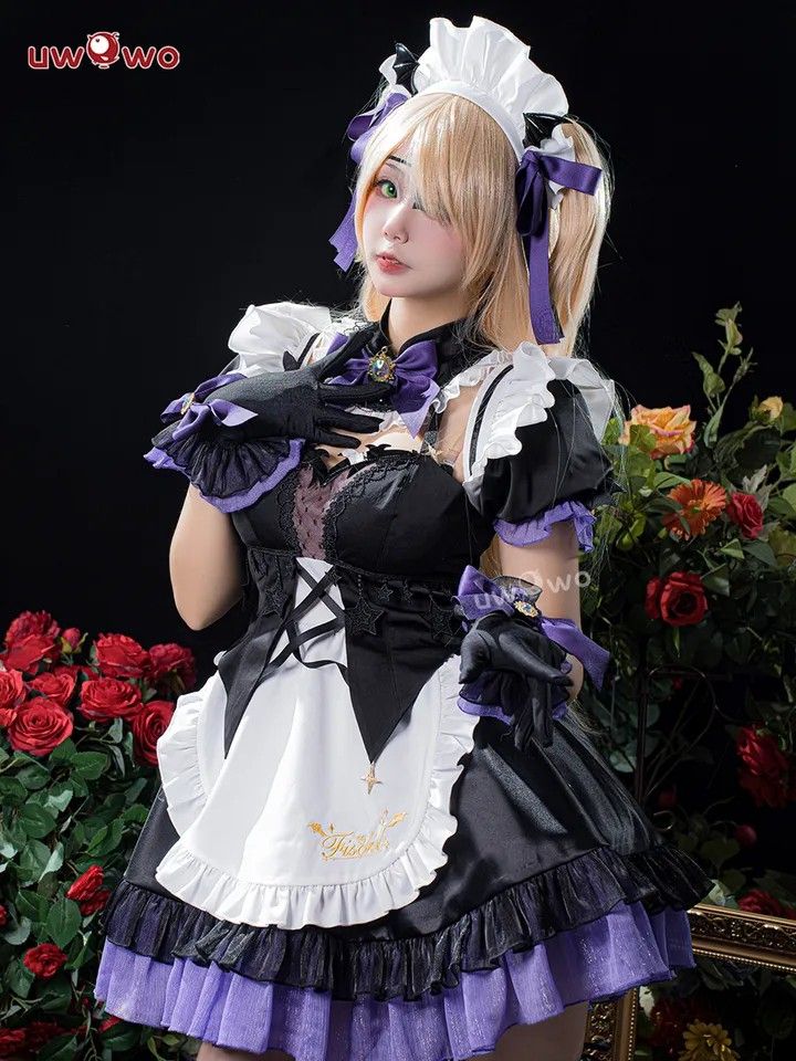 In Stock UWOWO Fischl Maid Cosplay Costume Game Genshin Impact Fanart ...