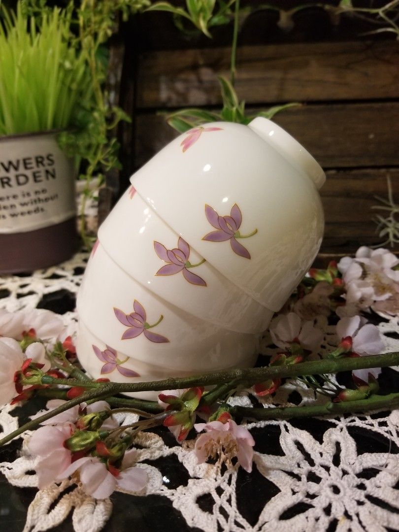 Japan Quality floral tea cup x 4, Furniture & Home Living, Kitchenware ...