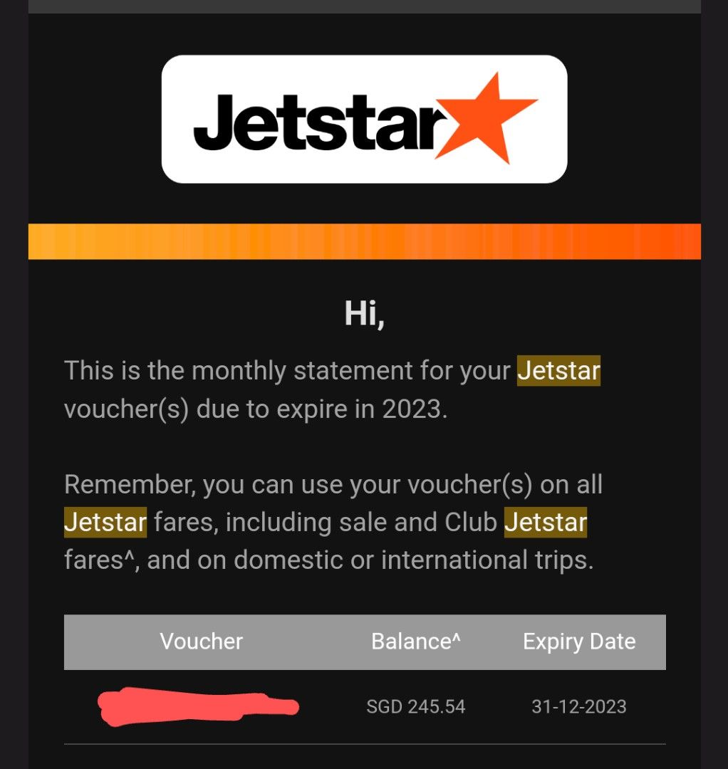 Jetstar SGD 245.54 Flight Voucher, Tickets & Vouchers, Flights ...