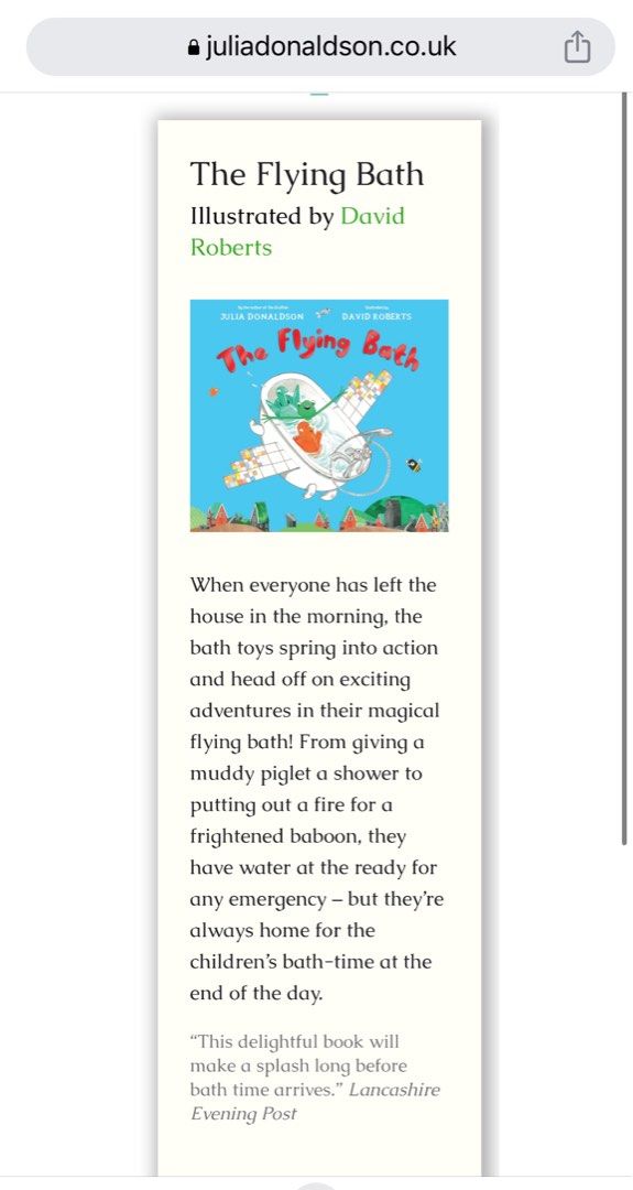 Julia Donaldson 著名幼兒兒童故事書 - The Flying Bath ; Julia Donaldson’s famous ...