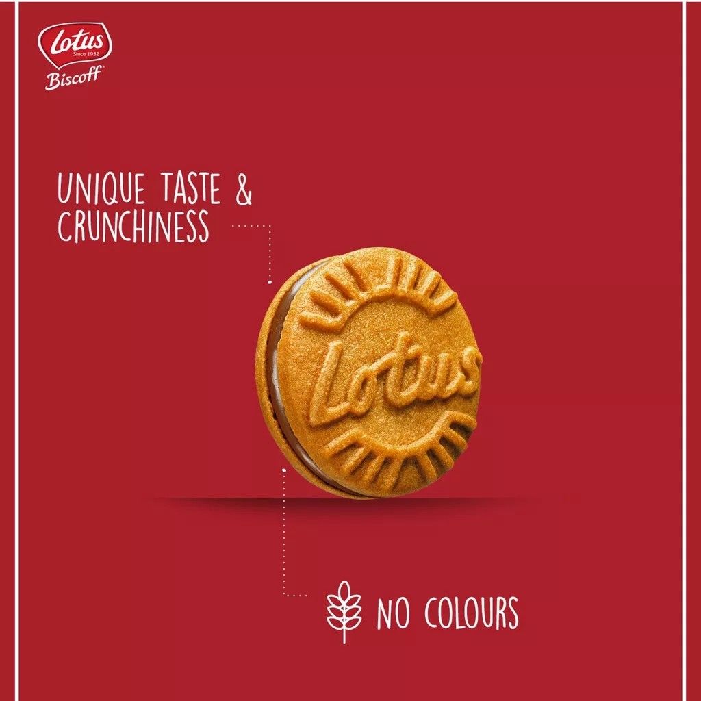 Lotus Biscoff sandwich cookie with vanilla fillings Chocolate fillings ...