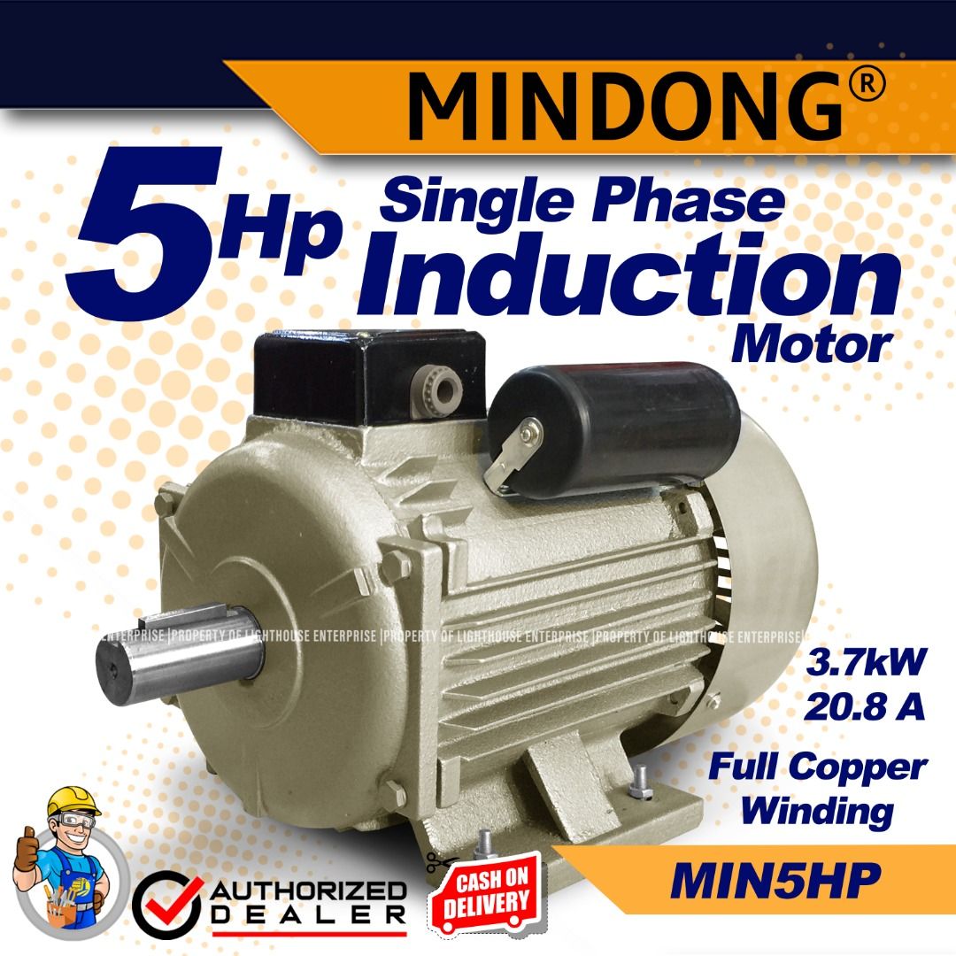 MINDONG Single Phase Induction Motor / Electric Motor Full Copper ...