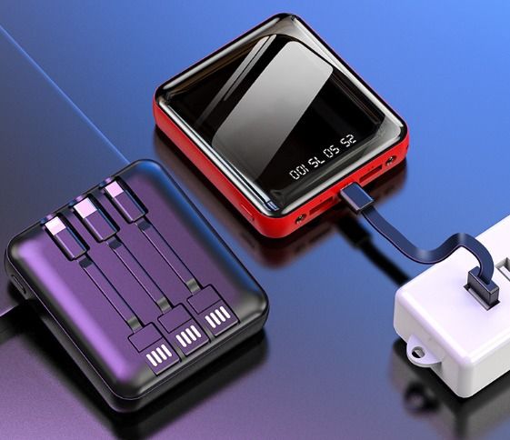 Mini Square Power Bank With Wires 3 in 1 Chargers Large Capacity ...