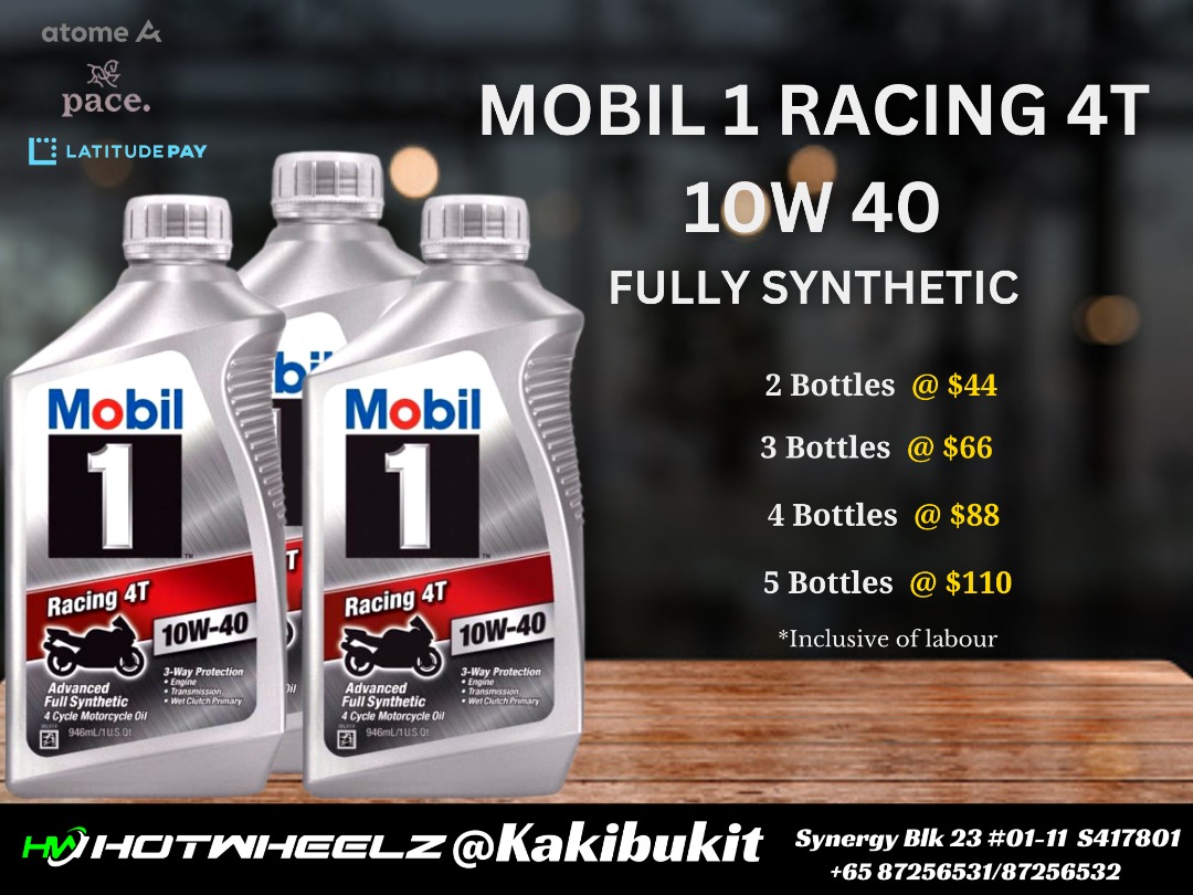 MOBIL 1 RACING 4T FULLY SYNTHETIC 10W 40 ENGINE OIL PROMO ...