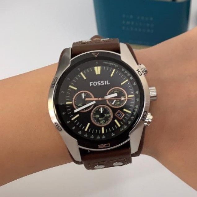 Original Fossil CH2891 Coachman Chronograph Brown Leather Watch, Men's ...