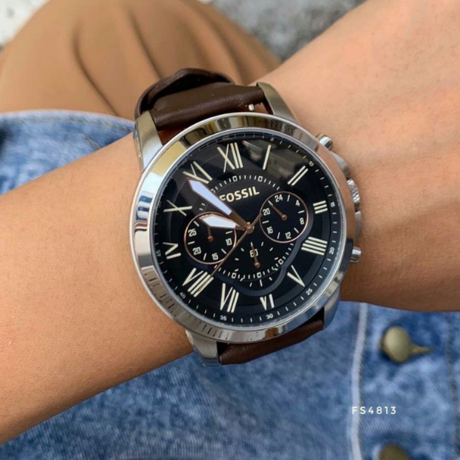 ORIGINAL FOSSIL FS4813 Grant Chronograph Men's Watch, Men's Fashion ...