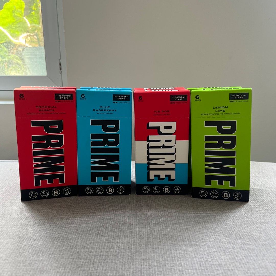 Prime Hydration Sticks Ice Pop, Blue Raspberry, Lemon Lime, Tropical ...