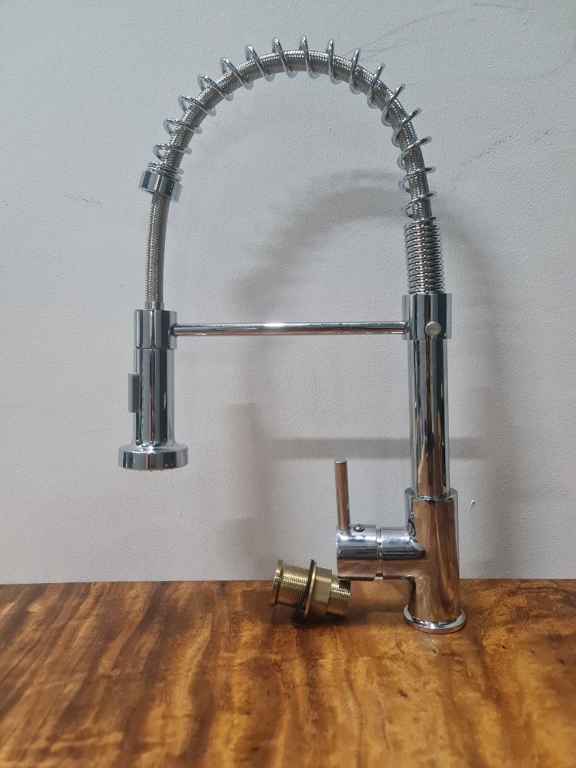 Pull Out Spring Kitchen Tap (Chrome), Furniture & Home Living, Bathroom ...