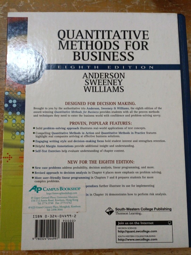 Quantitative Methods for Business 8th edition, 興趣及遊戲, 書本 & 文具, 教科書 ...
