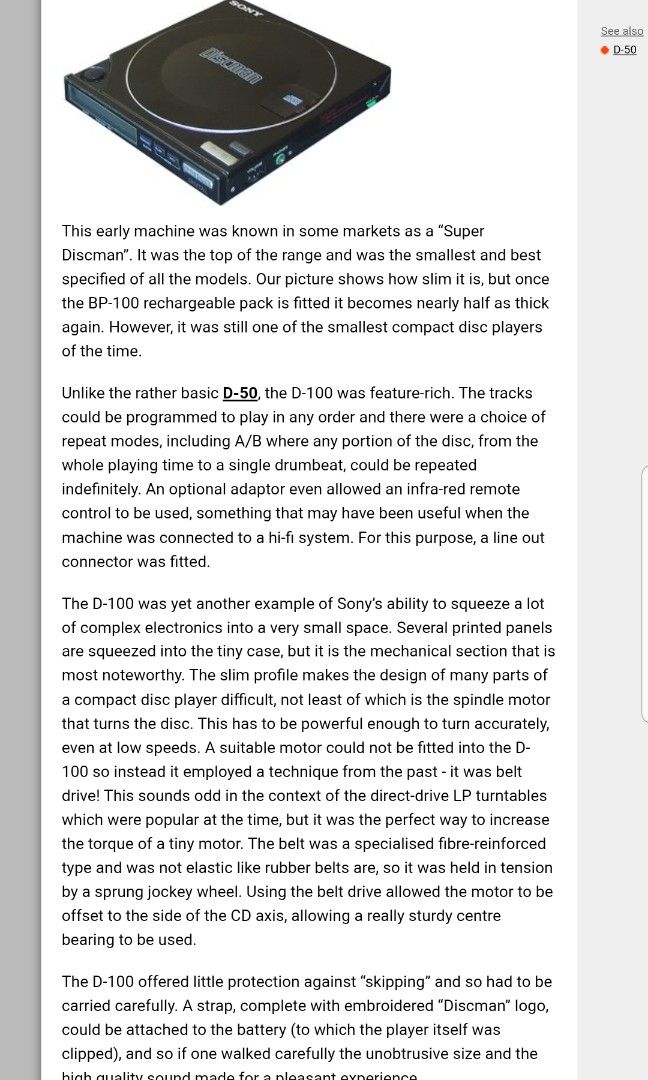 Rare 1987 Sony Discman D-100 White Metal Casing, Audio, Portable Music ...