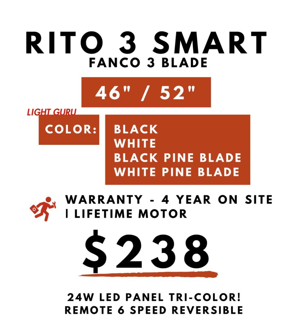 Rito 3 Shortest fan for Low Ceiling, Furniture & Home Living, Lighting ...