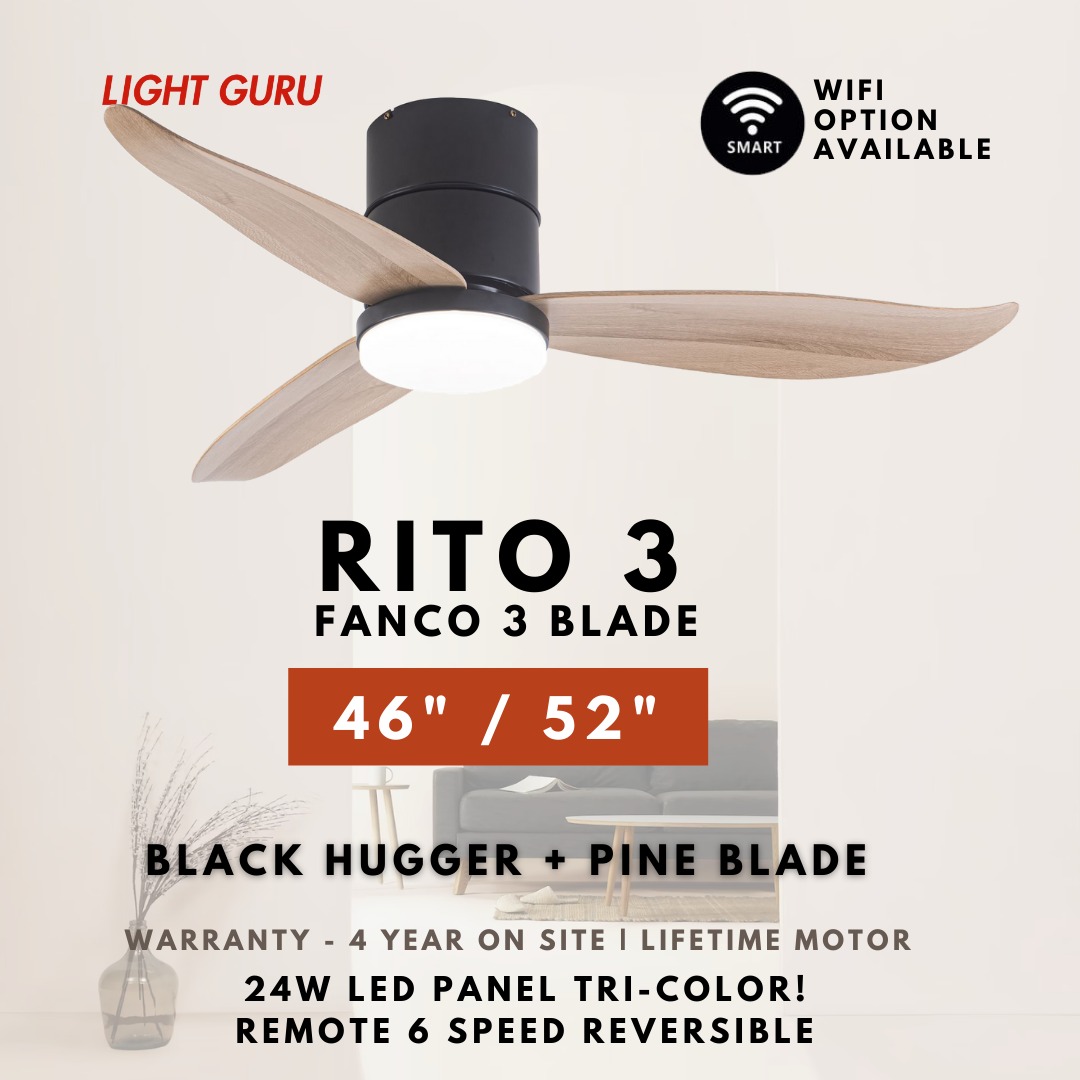 Rito 3 Shortest fan for Low Ceiling, Furniture & Home Living, Lighting ...