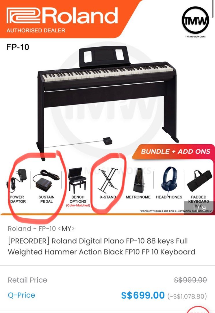 Roland Digital Piano FP-10 (Black), Hobbies & Toys, Music & Media ...
