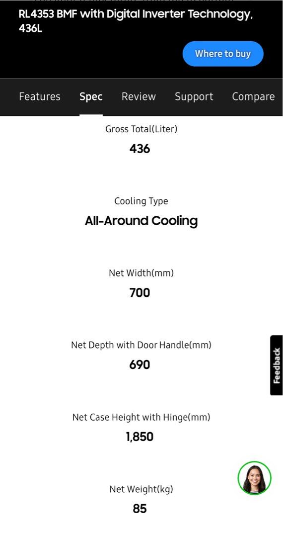 Samsung 436L digital inverter fridge, TV & Home Appliances, Kitchen Appliances, Refrigerators ...