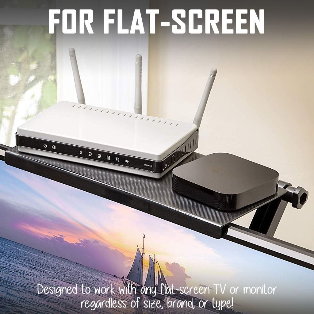 Screen Caddy TV Top Shelf - Monitor Stand Router Rack Computer Display ...