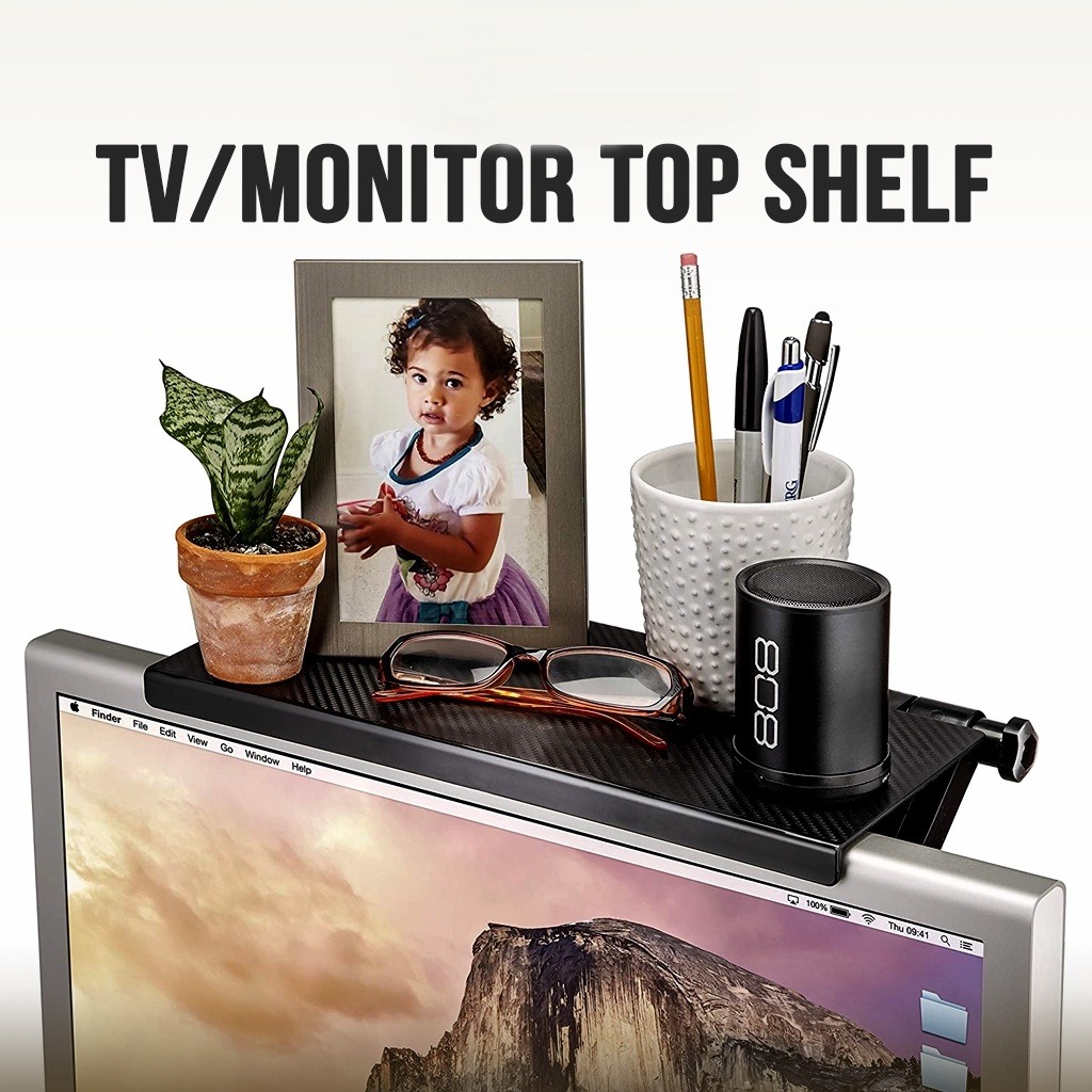 Screen Caddy TV Top Shelf - Monitor Stand Router Rack Computer Display ...