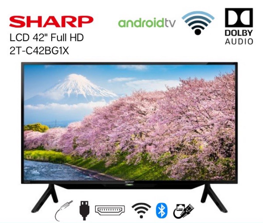 SHARP LCD TV 42" Smart FULL HD Andriod TV with Netflix Youtube and Google Assistant 2T-C42BG1X ...