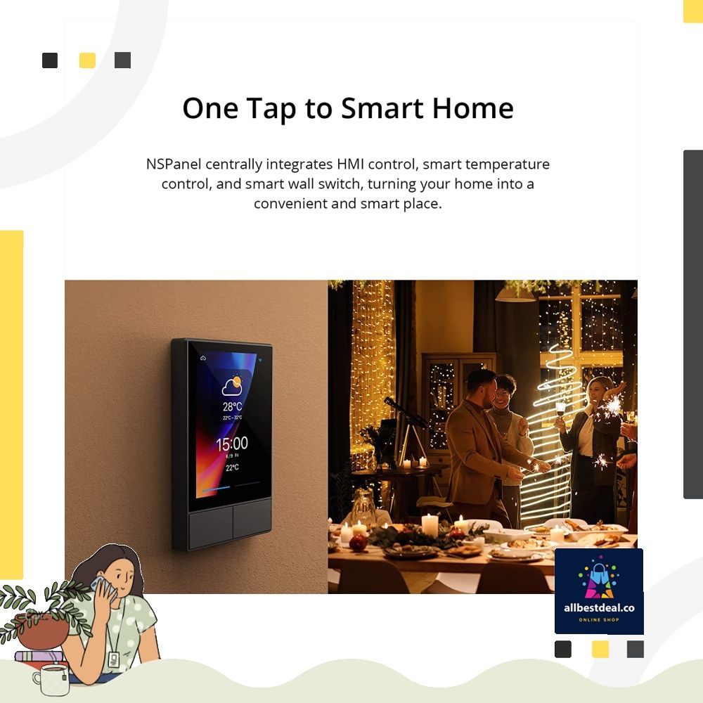 SONOFF NSPanel WiFi Smart Scene Wall Switch,2-Switch Panel Smart Home ...