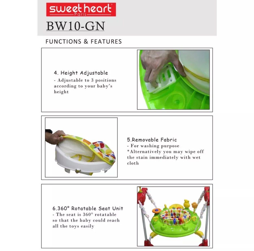 Sweet Heart Paris JUMJUM Activity Baby Jumpers with Seat Element 360 ...