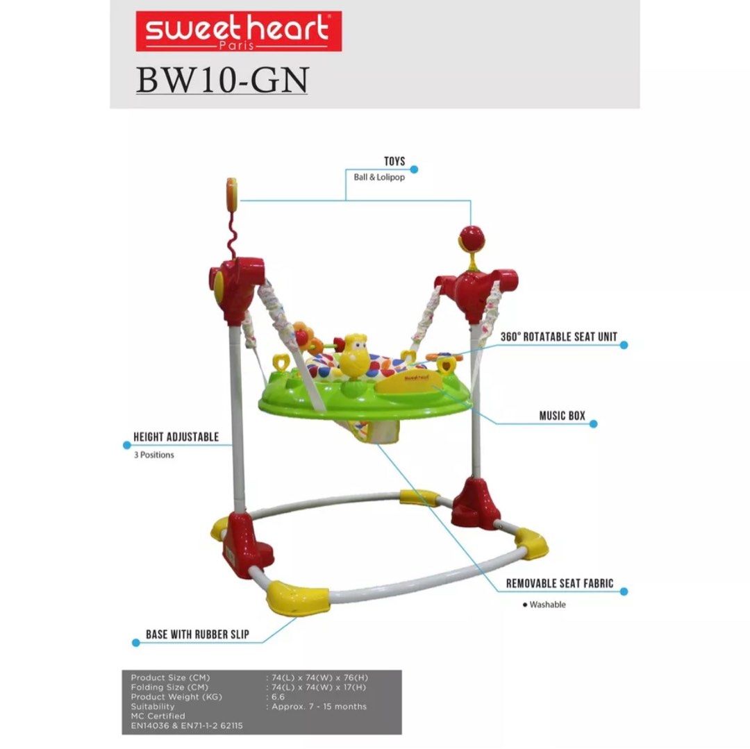 Sweet Heart Paris JUMJUM Activity Baby Jumpers with Seat Element 360 ...