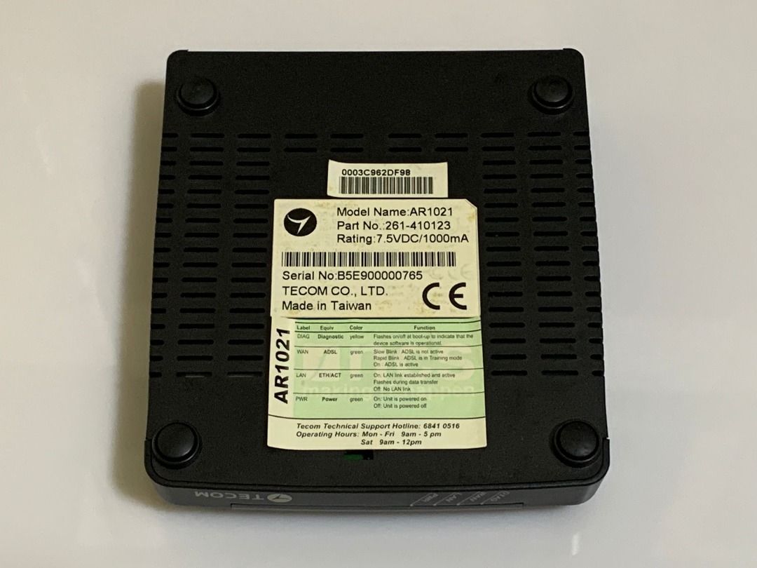 Tecom ADSL Modem (AR1021), Computers & Tech, Parts & Accessories ...