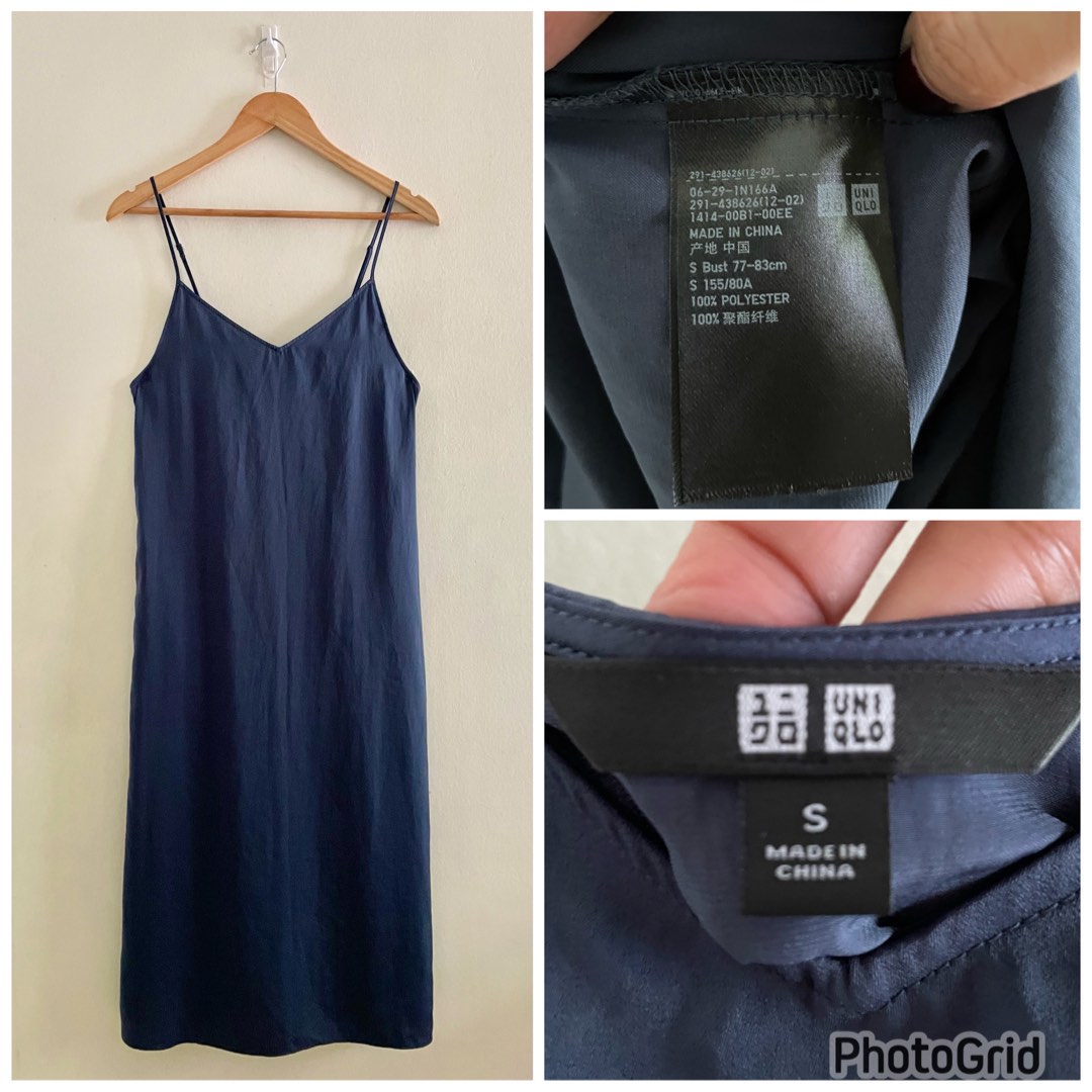 Uniqlo satin sleek cami midi dress on Carousell