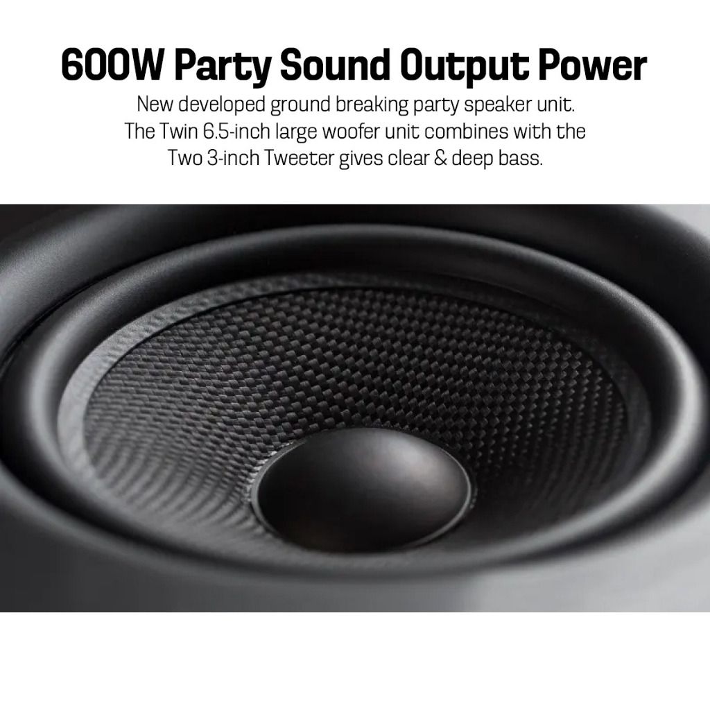 Vinnfier Tango XT3000 WMU 600W Bluetooth Potable HI-FI Loud Speaker PartyBox Karaoke Speaker FM ...