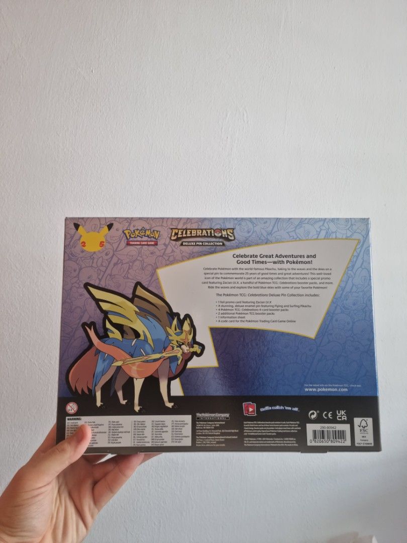 Zacian Celebrations Deluxe Pin Collection Box | Modern Pokemon | Pikachu Pin| Zacian ...