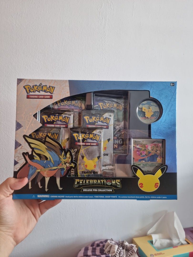 Zacian Celebrations Deluxe Pin Collection Box | Modern Pokemon | Pikachu Pin| Zacian ...