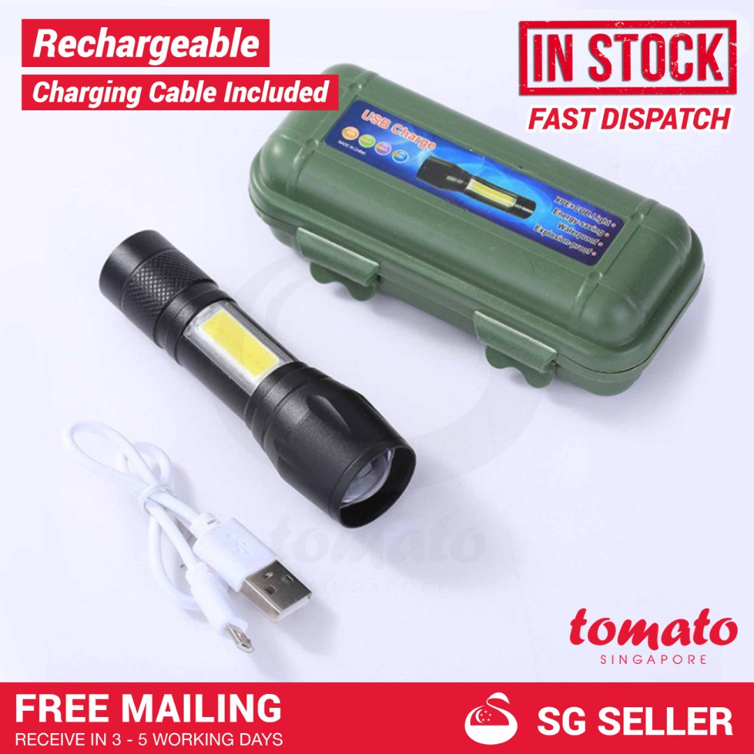 Zoomable Rechargeable Multi-Functional LED Torchlight with 3 Mode COB ...