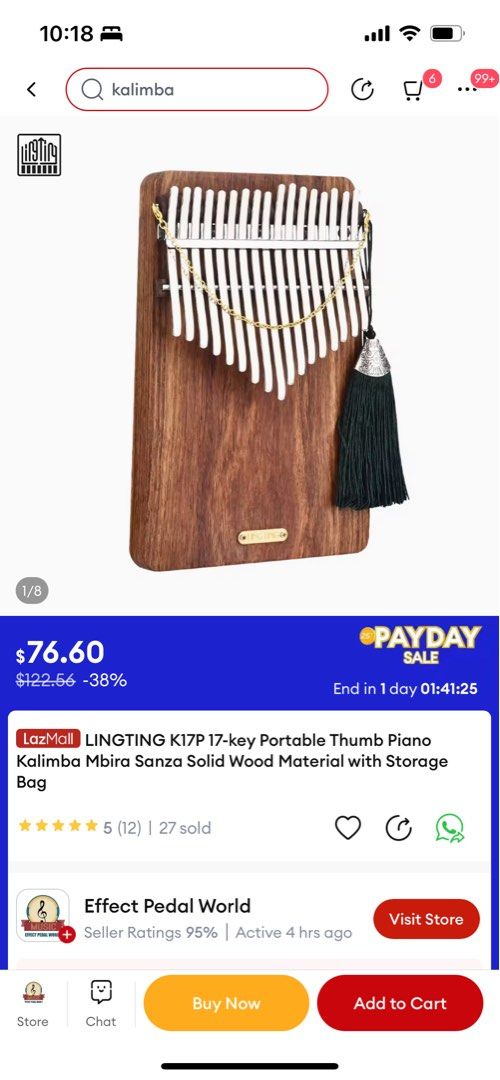 17 key Ling ting wooden kalimba, Hobbies & Toys, Music & Media, Musical ...