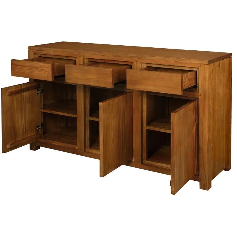 HOLIDAY Factory Great Sale 04/01 to 11/01 2026 Teak Solid Wood Buffet Sideboard Timber 3 Door 3 ...