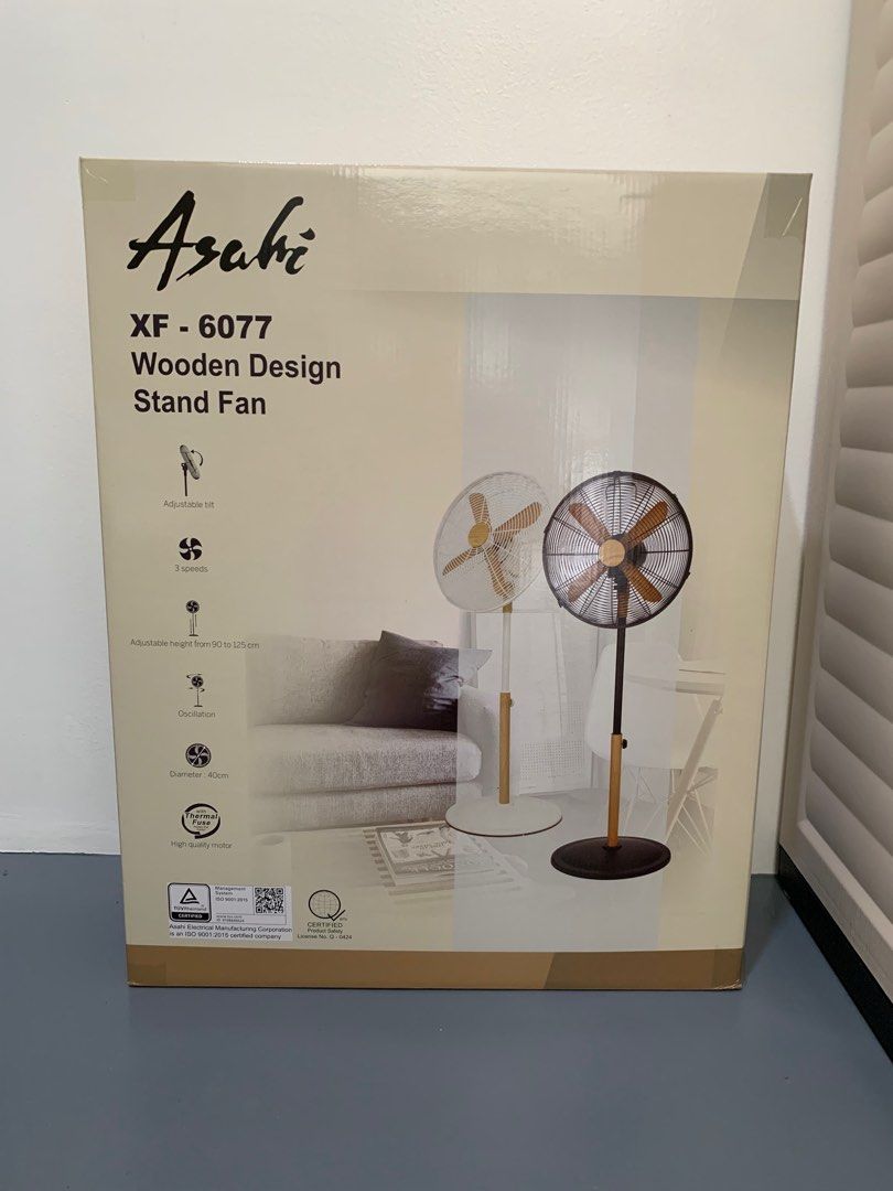 Asahi XF 6077 Retro Wooden Stand Fan, Furniture & Home Living, Lighting & Fans, Fans on Carousell