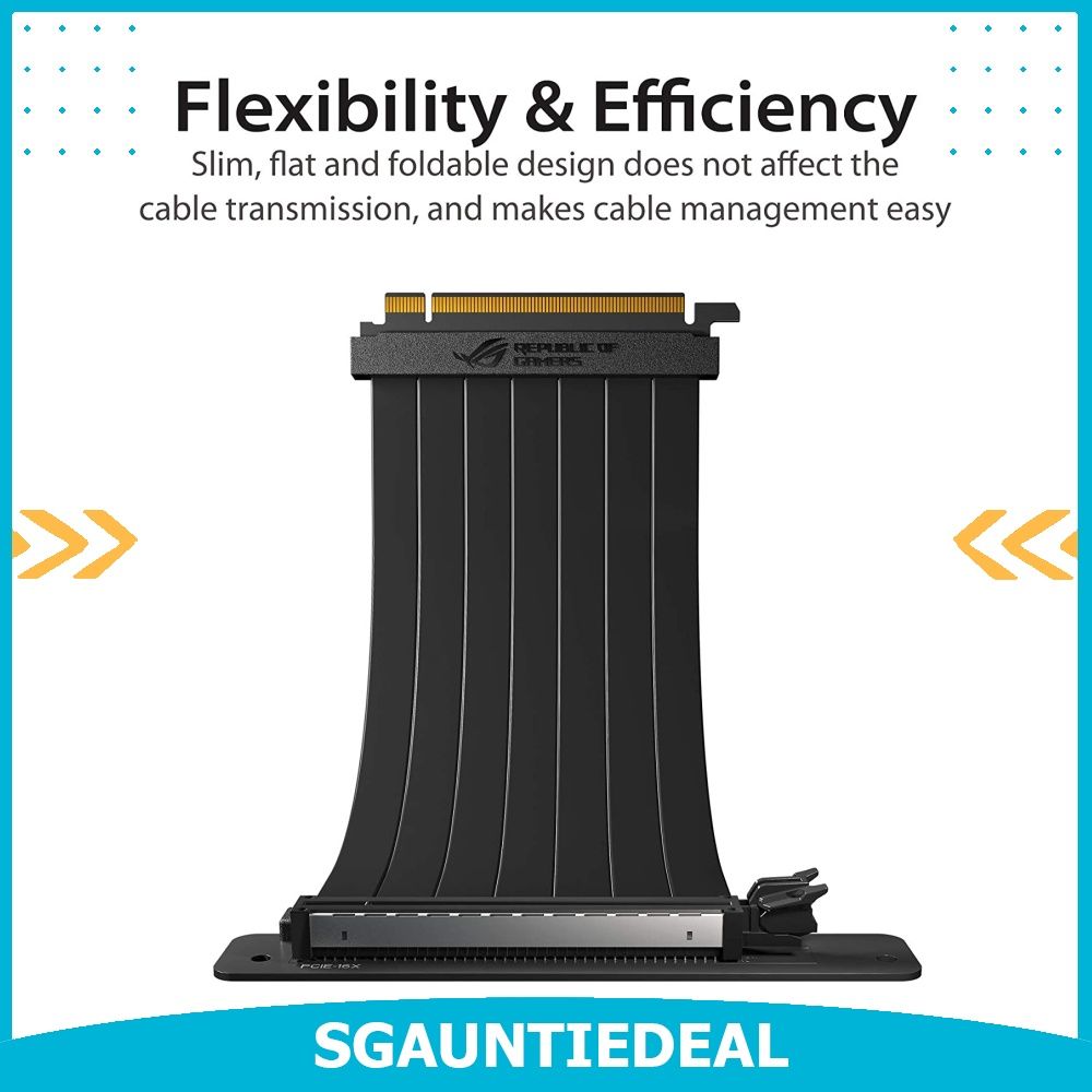 ASUS ROG STRIX Riser Cable PCI-E 3.0 x16 High Speed Flexible Extender ...