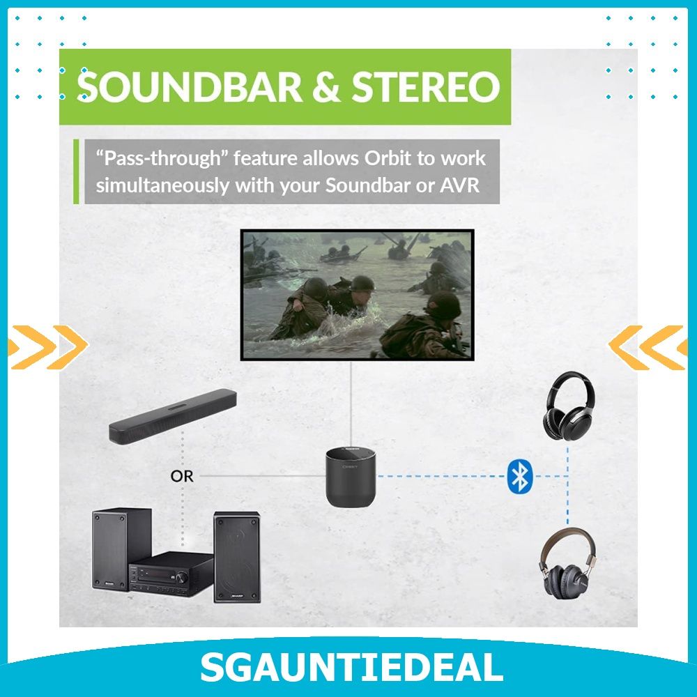 Avantree Orbit Bluetooth 5.0 Audio Transmitter for TV with 5.1 Surround Sound Passthrough ...