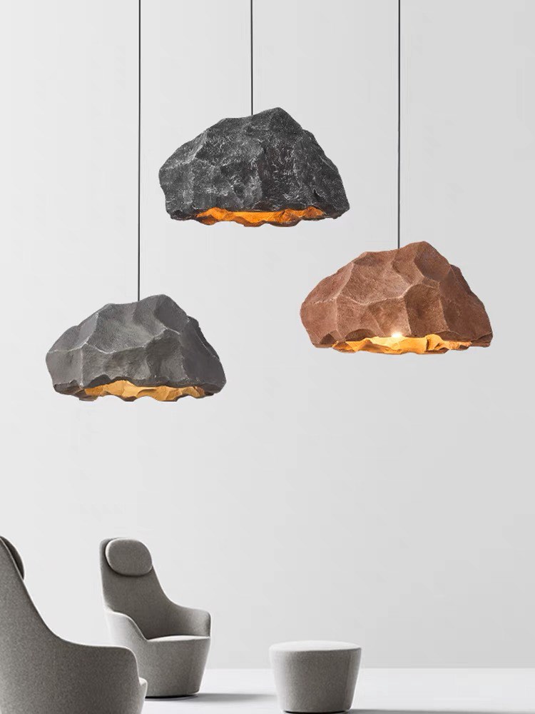 BN: Wabi Sabi Cement Lights Pendent Hanging / Rock Stone Cloud Odd Shape /, Furniture & Home ...