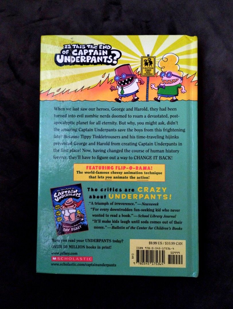 Captain Underpants - 10th epic novel by Dav Pilkey, Hobbies & Toys ...