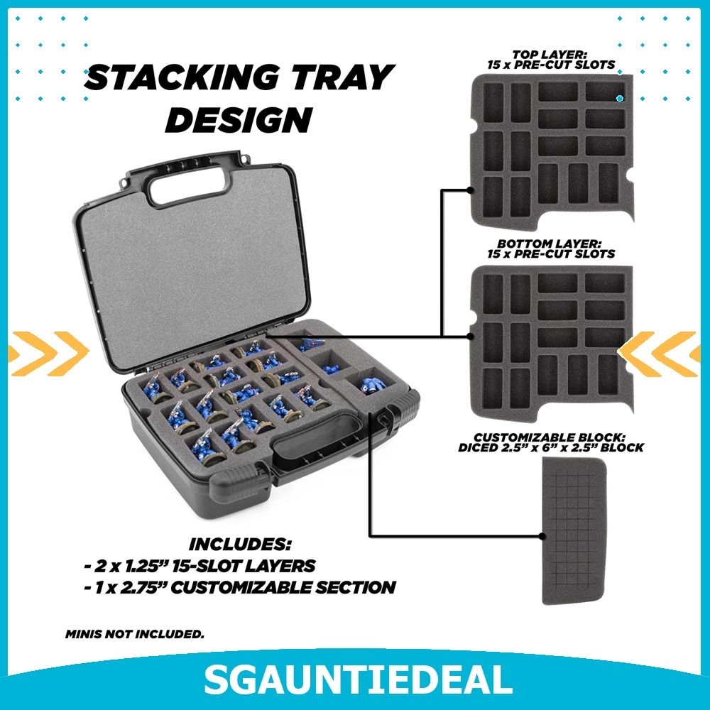 CASEMATIX Miniature Storage Hard Shell Miniature Figure Case - 30 Slot ...