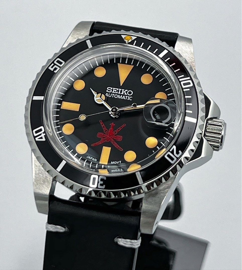 Custom Seiko Mod Black Vintage Oman Submariner in 39.5mm, Men's Fashion ...