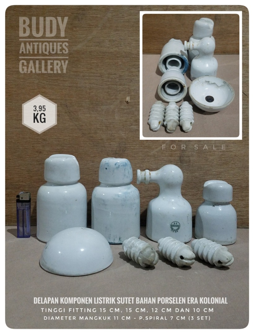 Delapan Komponen Listrik Sutet Era Kolonial Bahan Porselen, Perabotan ...