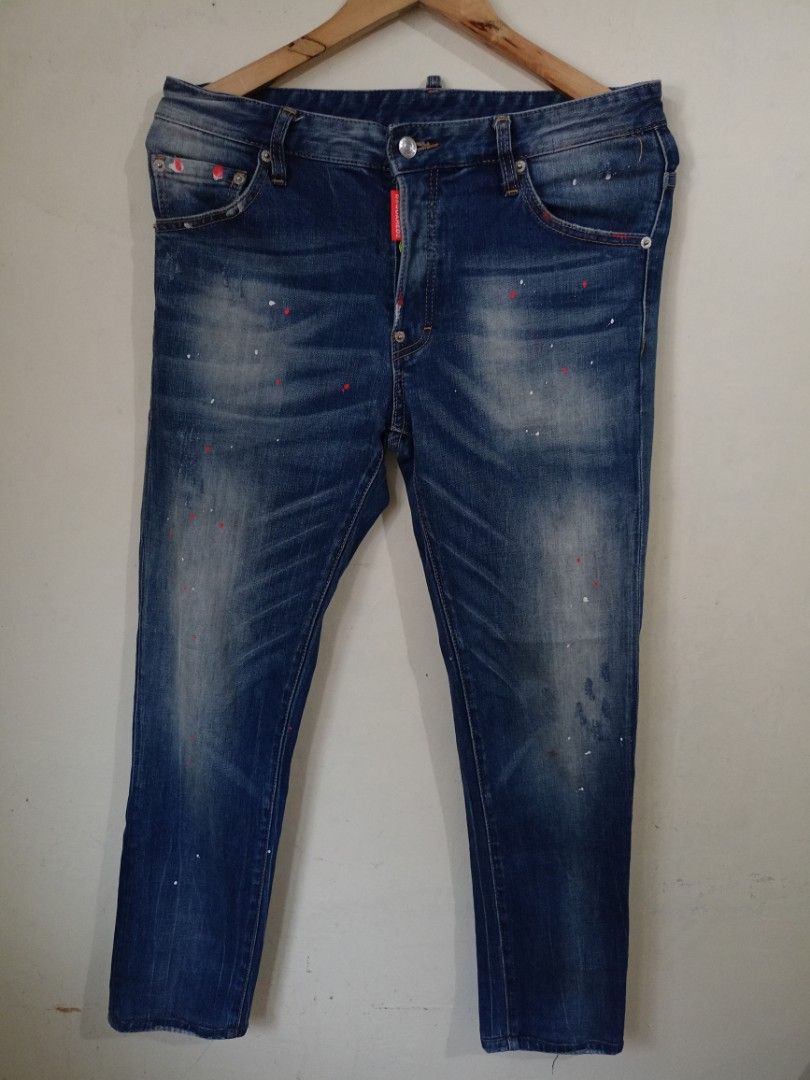 DSQUARED PAINT SPLATTER JEANS, Men's Fashion, Bottoms, Jeans on Carousell