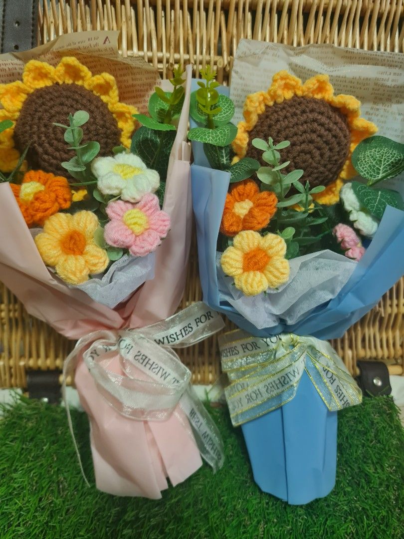 Crochet rose flower sunflower birthday graduations Gift complete wof ...