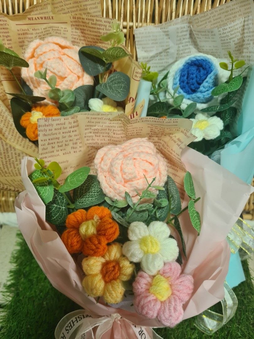 Crochet rose flower sunflower birthday graduations Gift complete wof ...