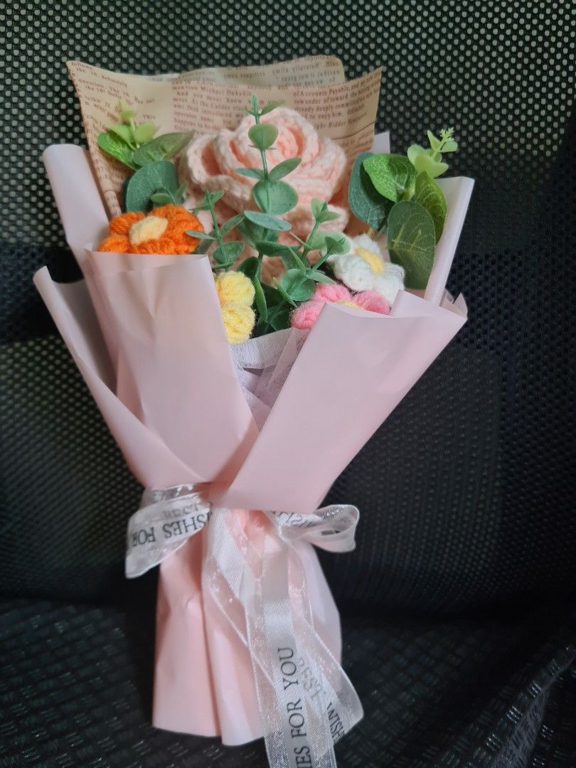 Crochet rose flower sunflower birthday graduations Gift complete wof ...