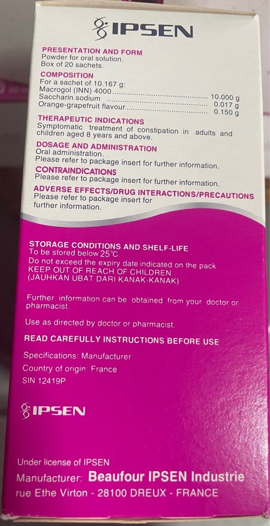 Forlax 10g Macrogol 4000 for bowel management, Health & Nutrition ...