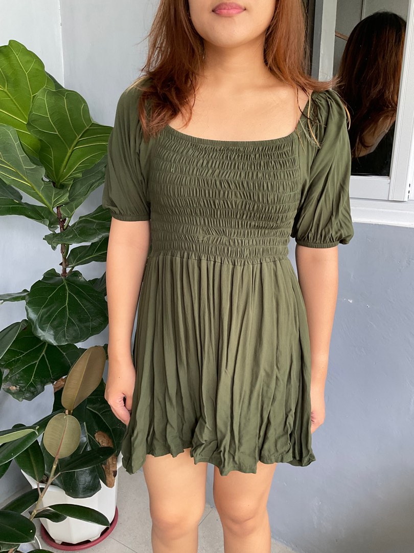 Green smock dress on Carousell
