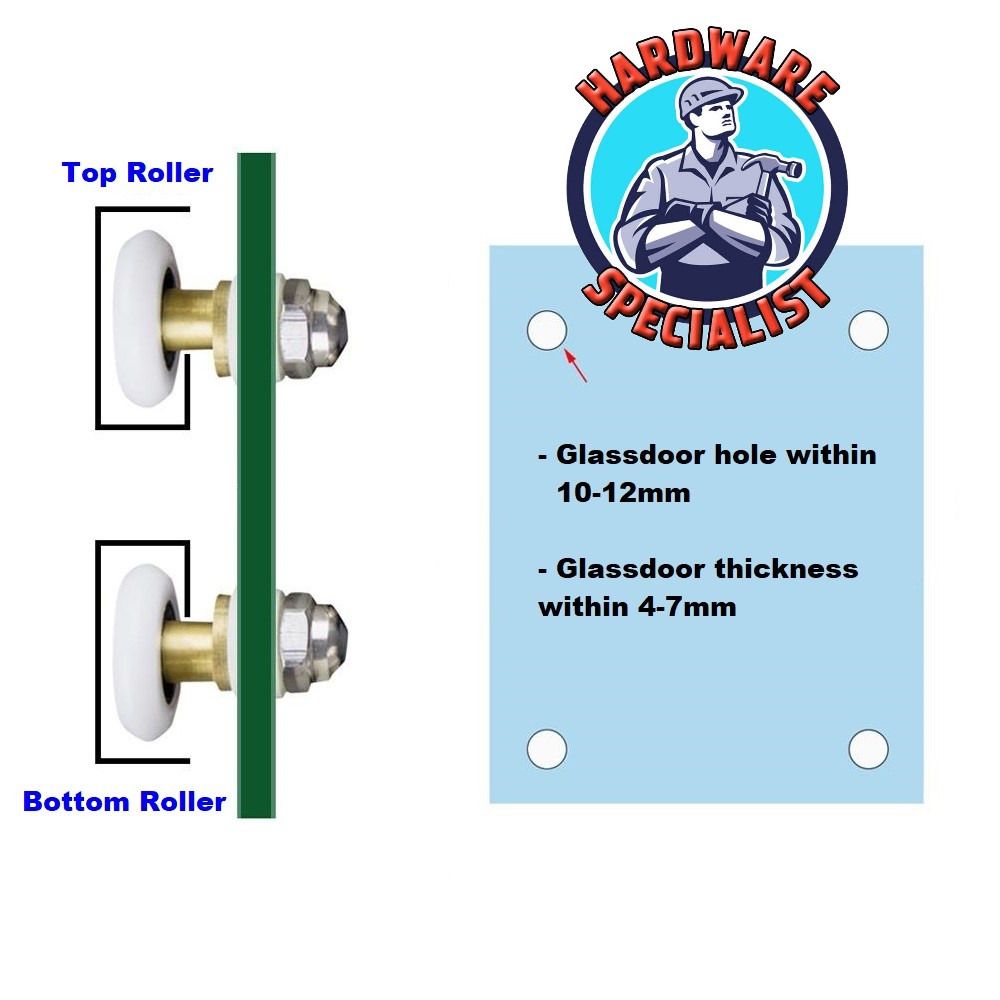 Hardware Specialist BM1002 Bathroom Sliding Glass Door Roller Guide ...