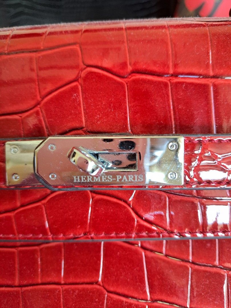 Hermes Kelly Croc Skin Red on Carousell