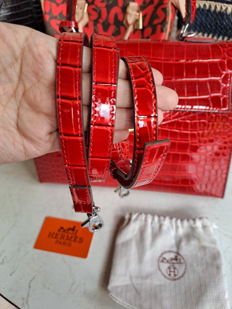 Hermes Kelly Croc Skin Red on Carousell