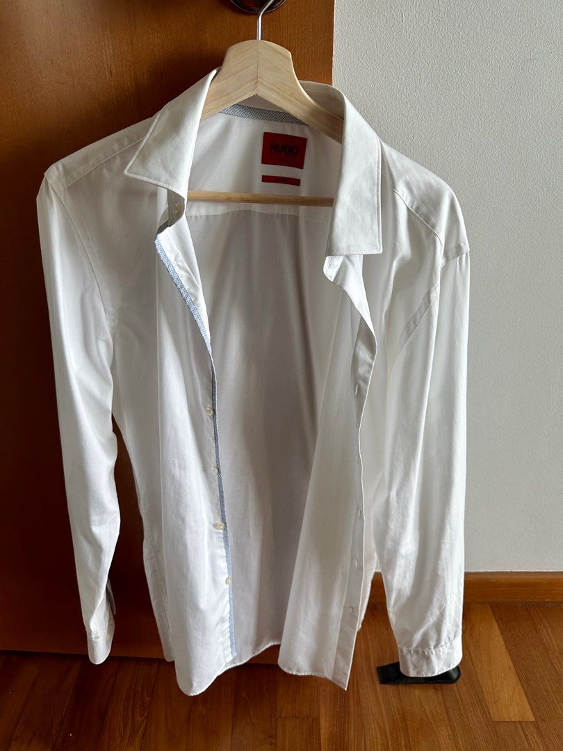 Hugo Boss White shirt in size 42, Men's Fashion, Tops & Sets, Formal ...